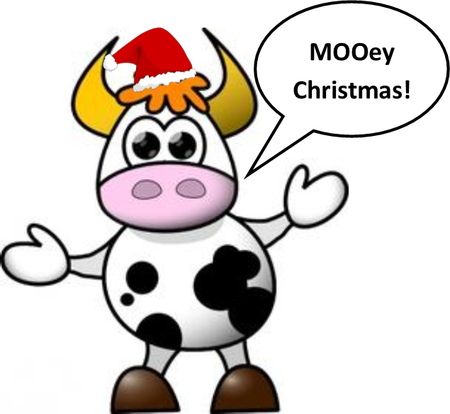 Mooey Christmas Cow - Cartoon Cow - (635x585) Png Clipart Download