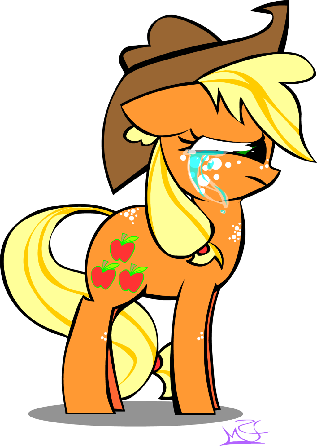 Sad Applejack By Mushroom Cookie Bear - Cartoon - (1024x1439) Png ...