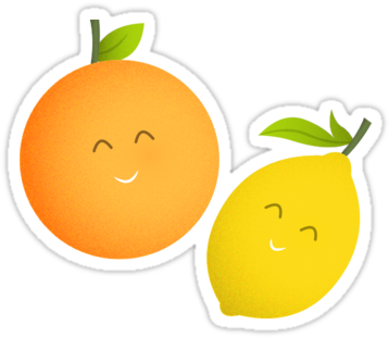 Happy Orange And Lemon Redbubble Sticker - Redbubble - (375x360) Png ...