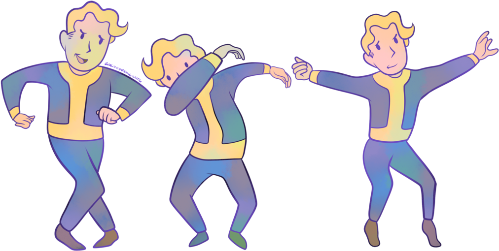 Vault Boy Dance By Jessdel On Deviantart - Vault Boy Dab - (1024x519) Png Clipart Download