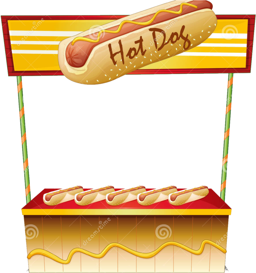 Hotdog Stand Illustration White Background 3331596 - Hot Dog Border ...