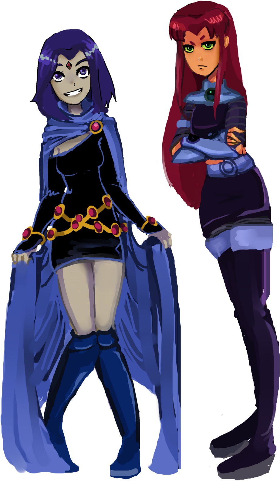 Starfire In Raven's Body - Anime Raven & Starfire - (1024x1633) Png ...