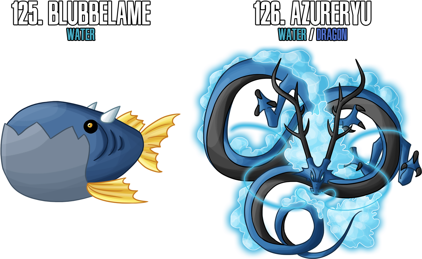 Fakemon Water Types - (1500x892) Png Clipart Download