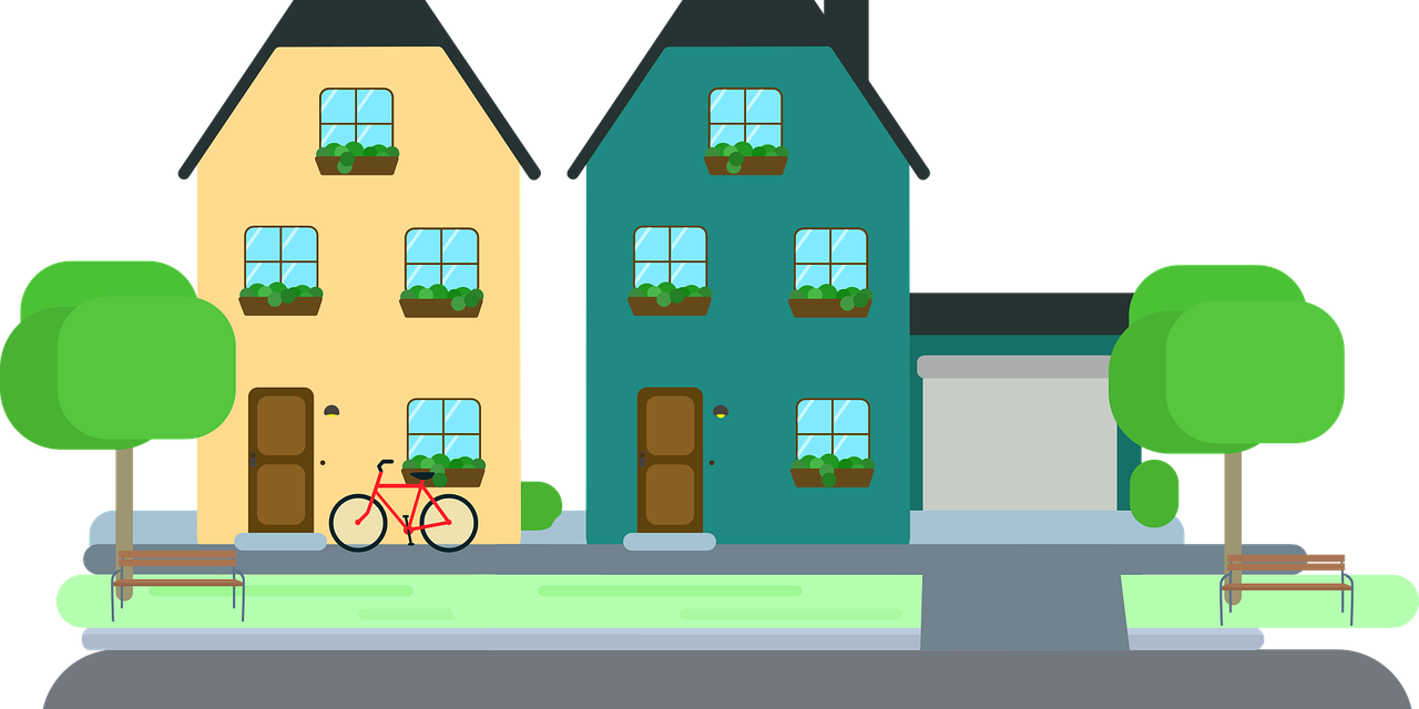 Print Friendly - Housing Area Cartoon Png - (1280x640) Png Clipart Download