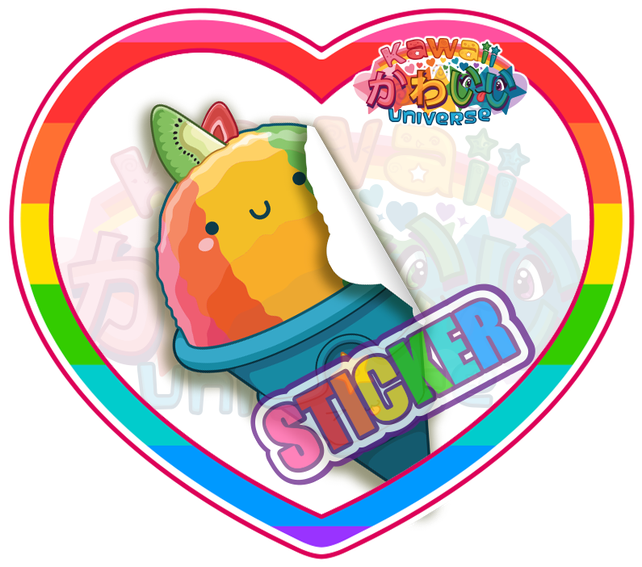 Cute Rainbow Shaved Ice Sticker - Designer - (1292x1292) Png Clipart ...