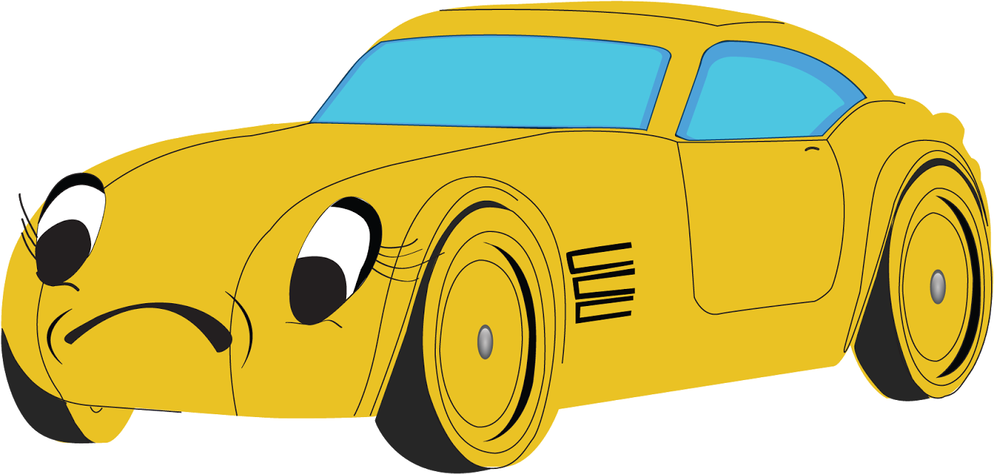 Sad Car - Sad Yellow Cartoon Cars - (1600x1600) Png Clipart Download