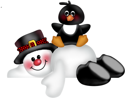 Snowman And Penguin - Img - (484x369) Png Clipart Download