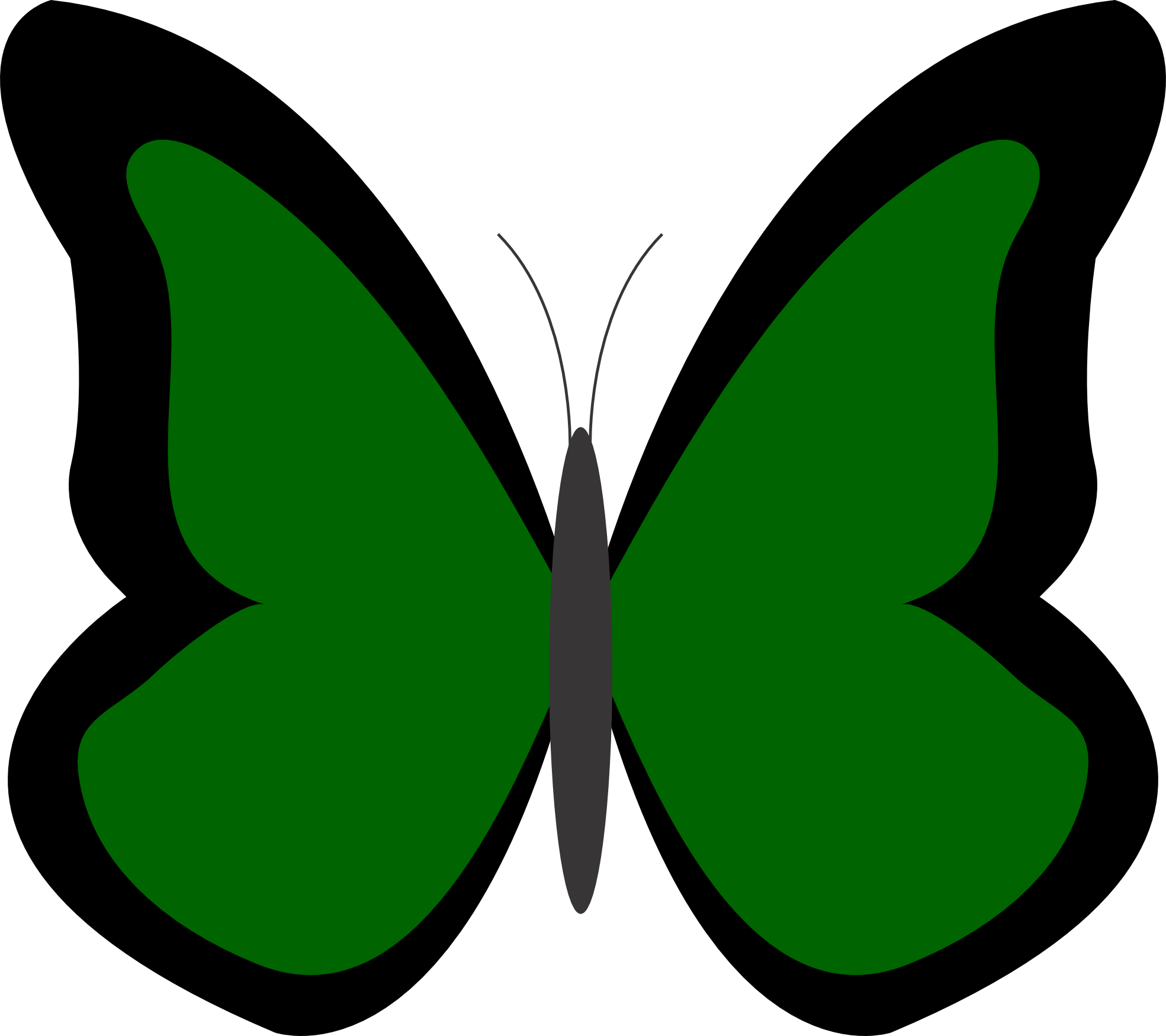 Dark Green Butterfly Clipart - (1969x1750) Png Clipart Download