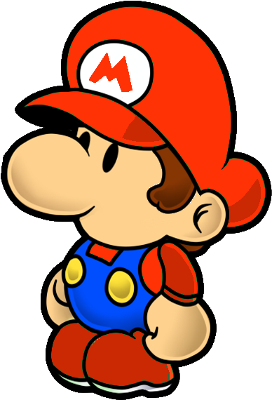 Video Games - Paper Mario Baby Mario - (393x577) Png Clipart Download