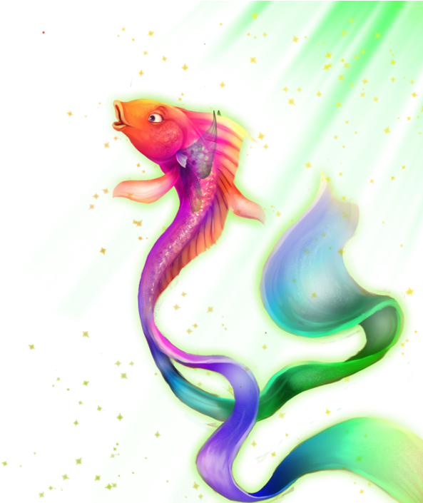 Engel Fish Alone By Dr Stain - Illustration - (600x704) Png Clipart ...