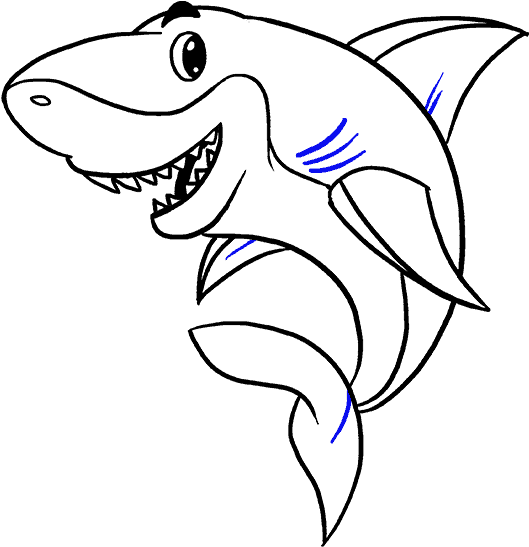 How To Draw A Cartoon Shark Easy Step By Step Drawing - Drawing Of A ...