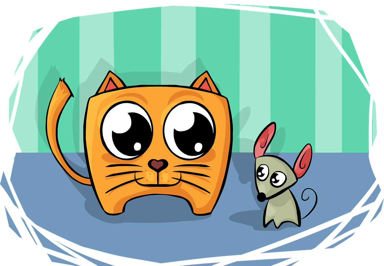 Cat And Mouse Vector Png - (1280x887) Png Clipart Download