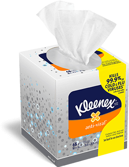 Upright Tissue Box - Kleenex Anti Viral Tissues - (424x365) Png Clipart ...