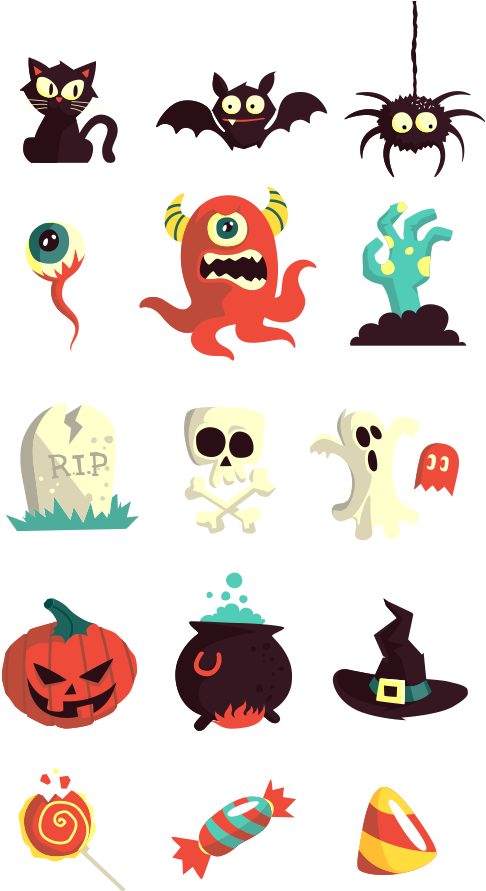 Halloween Vector Art Pack - Halloween Vector Pack - (600x900) Png ...