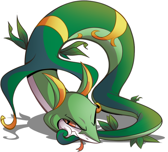 Snake In The Grass By Curly-artist - Grass Snake Pokemon - (573x527 ...