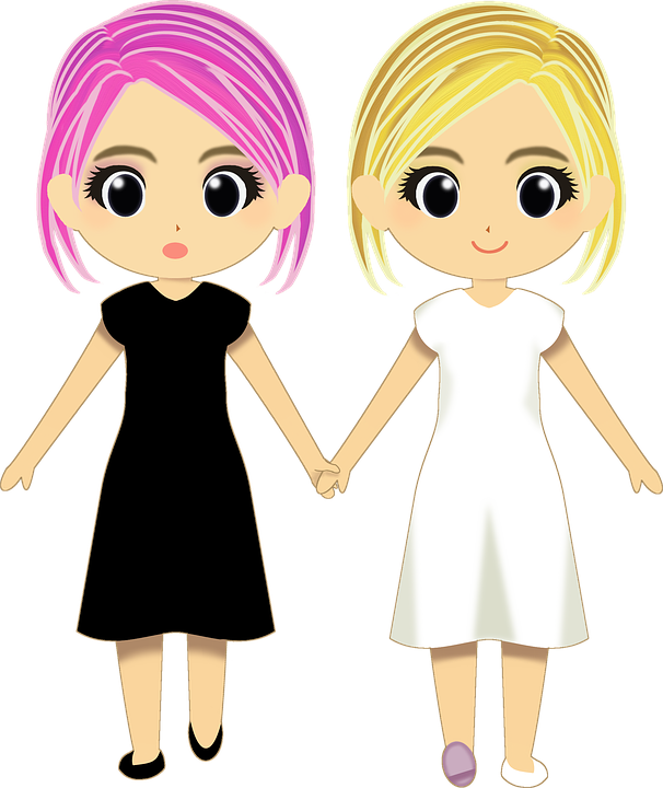 Twins Clipart Many Girl - Cartoon Twin Girls - (606x720) Png Clipart ...