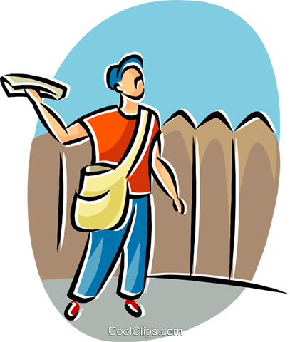 Paper Boy Royalty Free Vector Clip Art Illustration - Delivering ...
