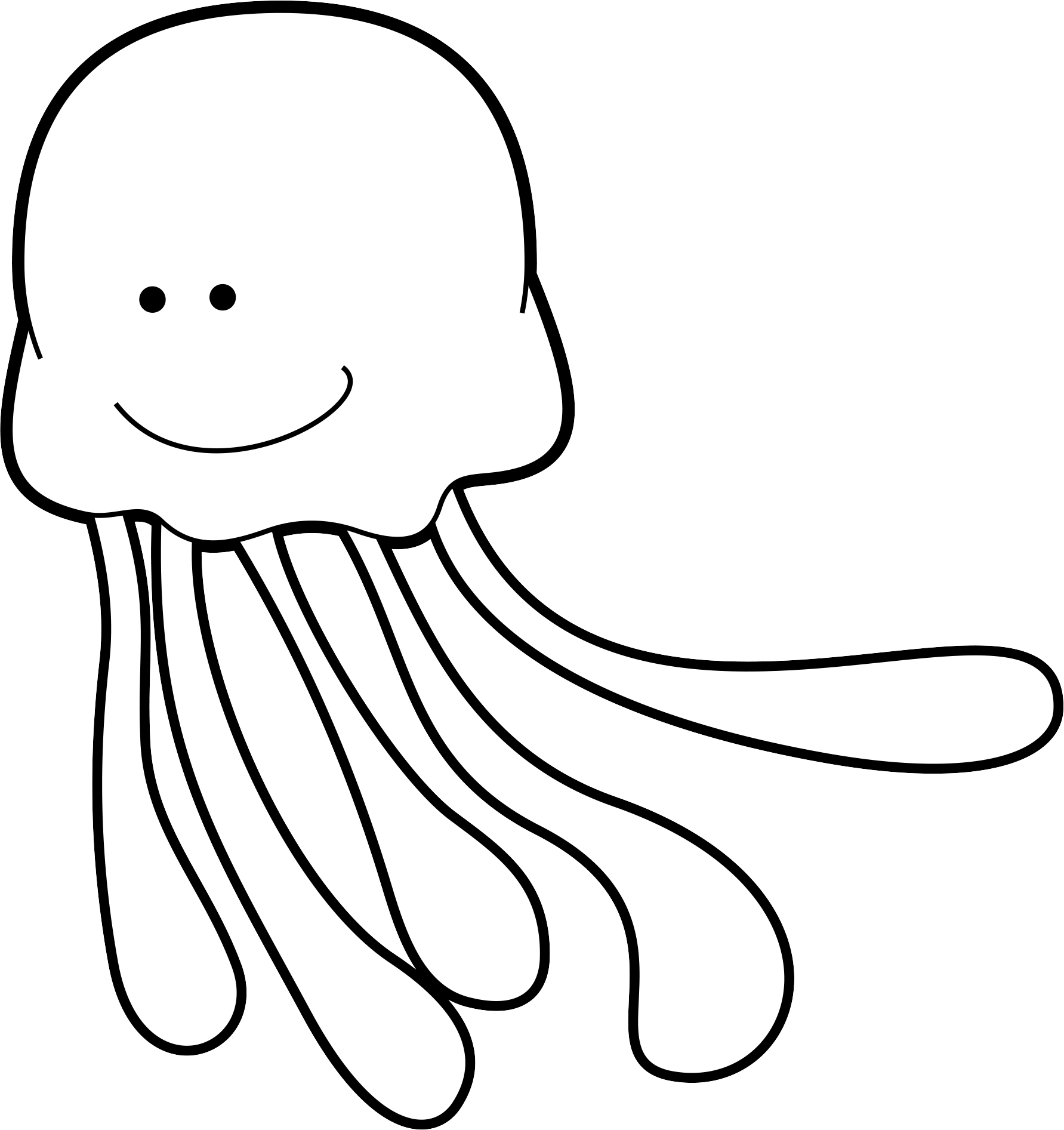 Sea Animals Cute Clip Art Freebies - Line Art - (1783x1893) Png Clipart ...