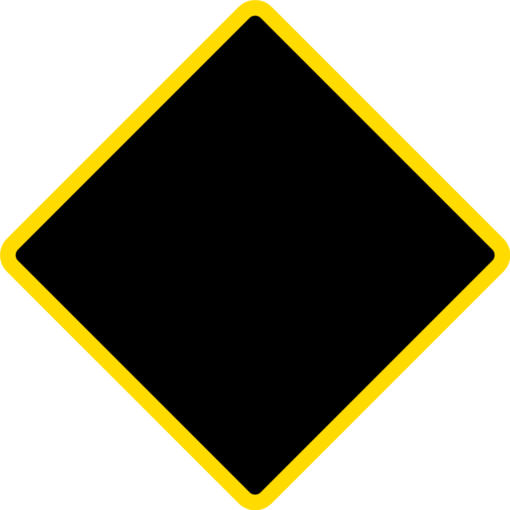 Diamond Warning Sign - Black Diamond Traffic Sign - (1024x1024) Png ...