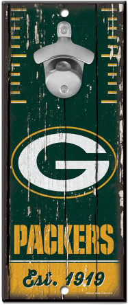 Green Bay Packer Bottle Opener Wood Sign 11"h 2 Pc - Green Bay Packers ...