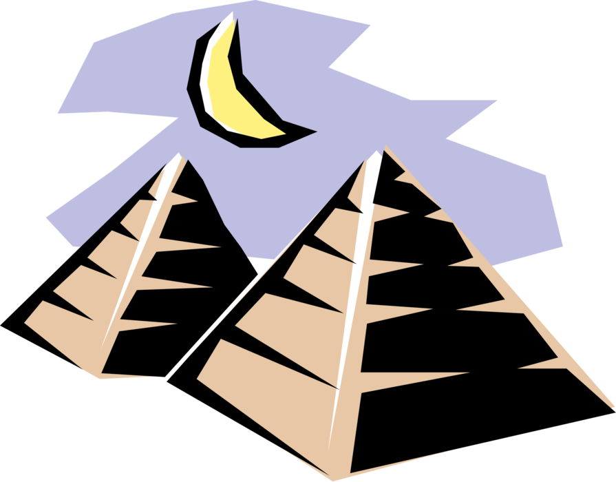 Vector Illustration Of Ancient Egyptian Pyramid Of - Handwriting ...
