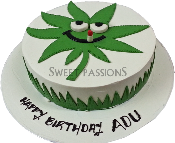 Weed Cake - Weed Birthday Cake Png - (600x470) Png Clipart Download