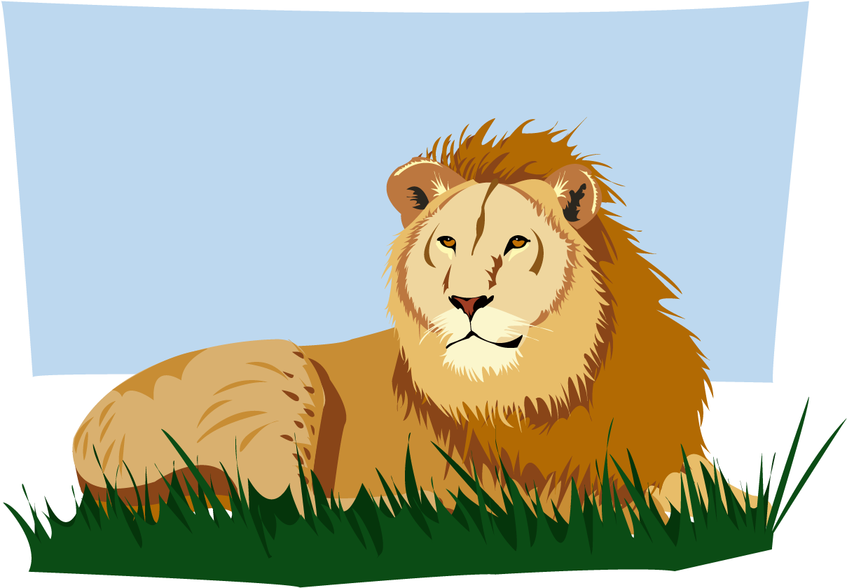 Lion Full-01 - Cartoon Lion Lying Down - (1302x973) Png Clipart Download
