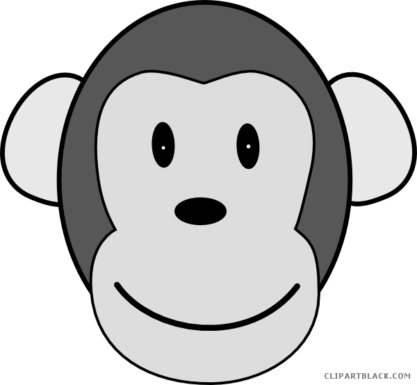 Happy Monkey Animal Free Black White Clipart Images - Monkey - Full ...