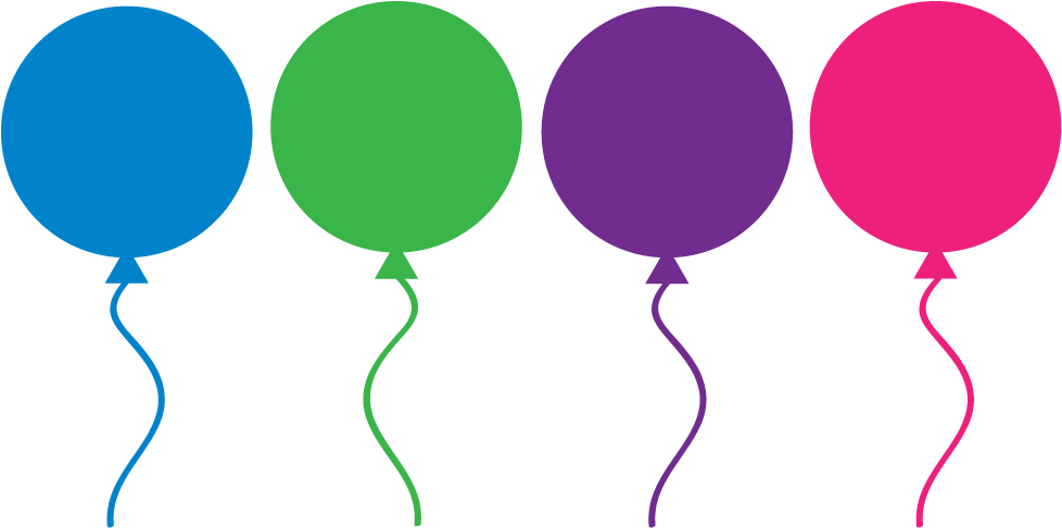 Free Birthday Balloon Clip Art - Balloon Line Clipart - (1000x507) Png ...
