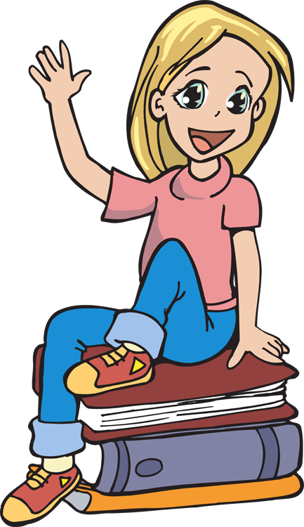 Girl Reading Book Clip Art - Happy School Girl Clipart - (433x750) Png ...