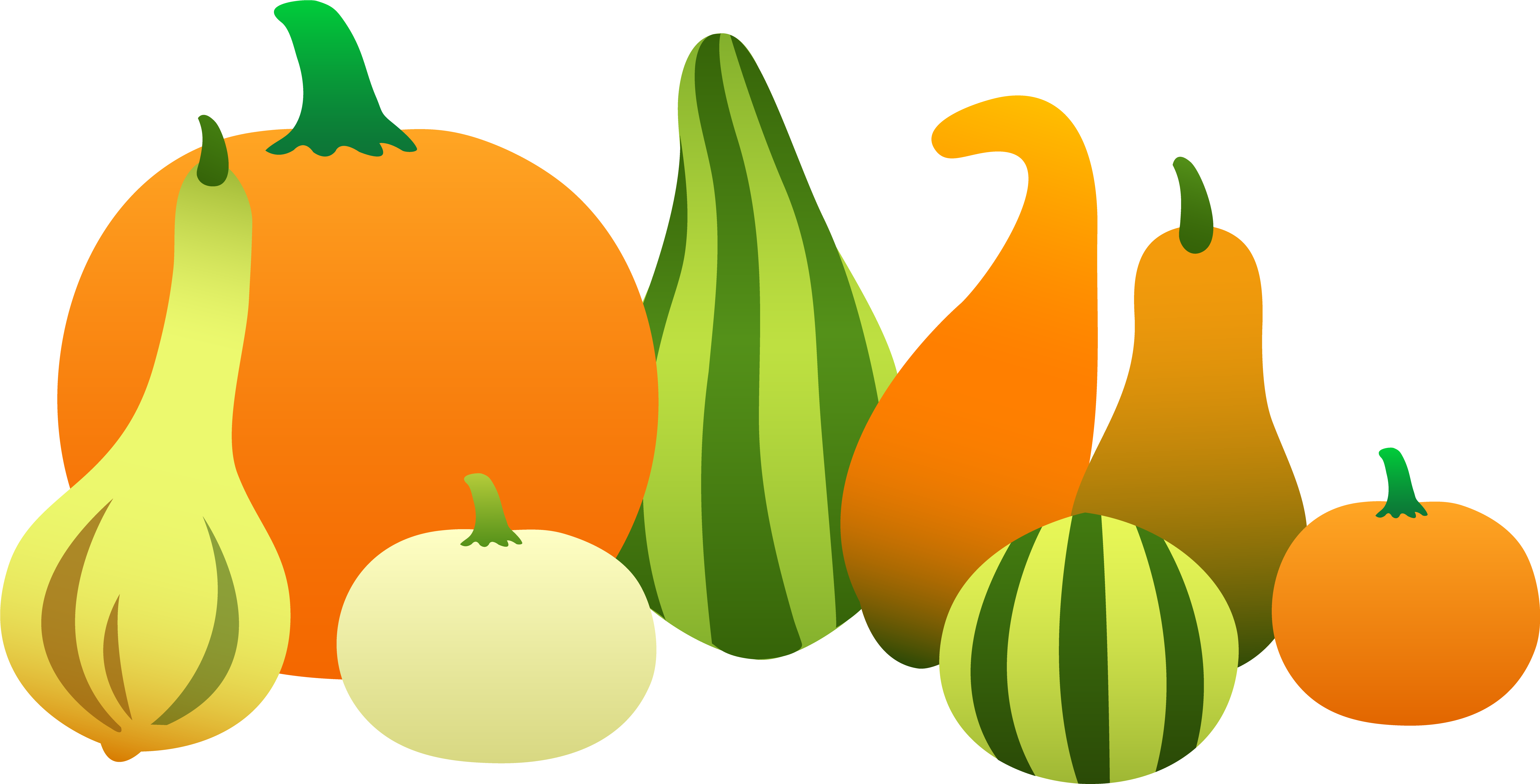 Autumn - Clip Art Fall Gourds - (6452x3326) Png Clipart Download