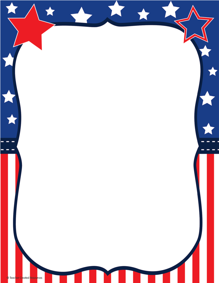 Tcr 5894 Patriotic Computer Paper - 4th Of July Borders Clipart - Full ...