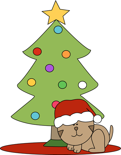 Cat Sleeping Under A Christmas Tree Clip Art - Christmas Cat Clip Art ...