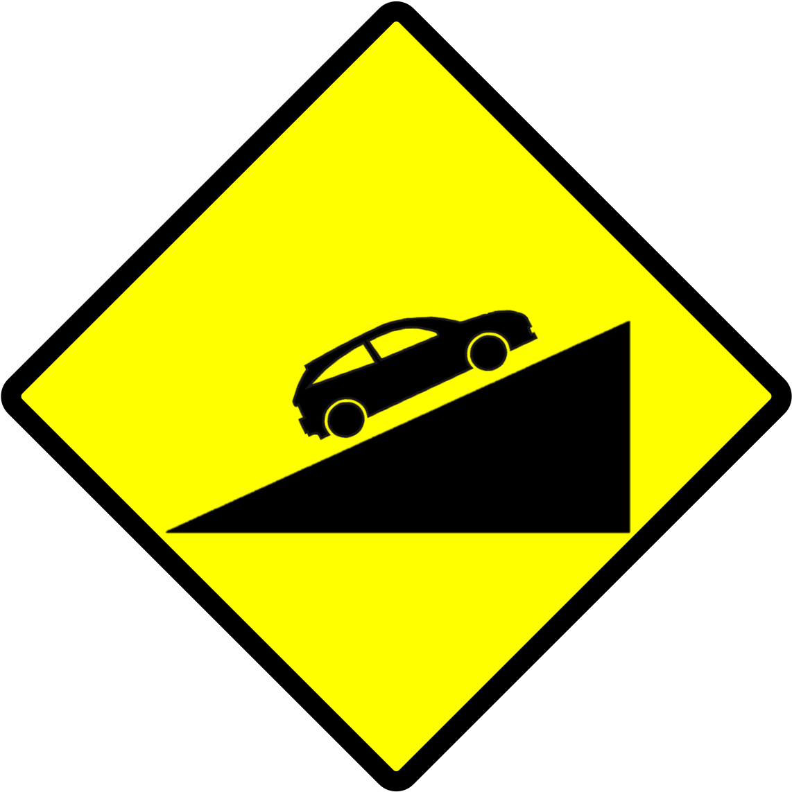Indonesia New Road Sign 2c - Rambu Rambu Jalan Menurun - Full Size PNG ...