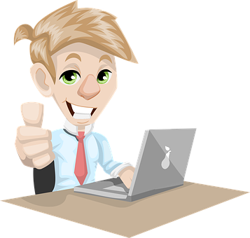 Happy Office Worker Cartoon - (357x340) Png Clipart Download