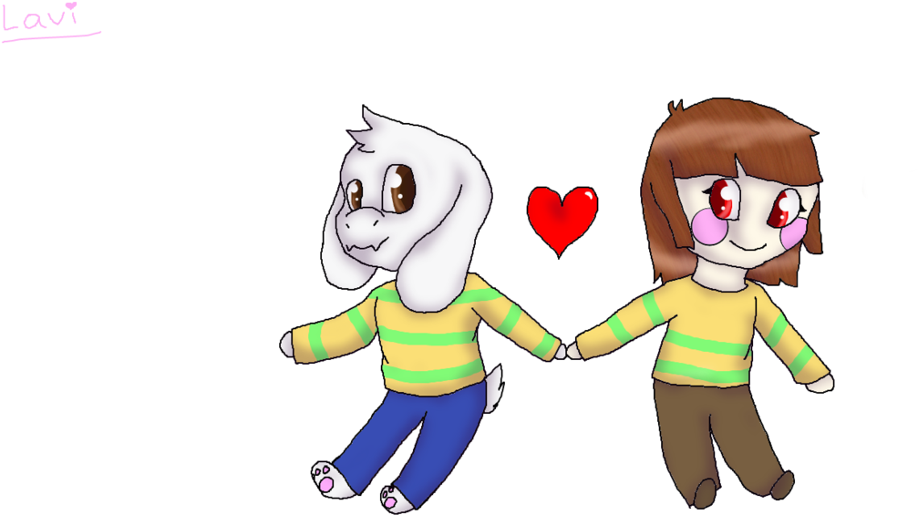 Chibi Chara And Asriel By Xxjellysandwichxx - Cartoon - (1279x624) Png ...