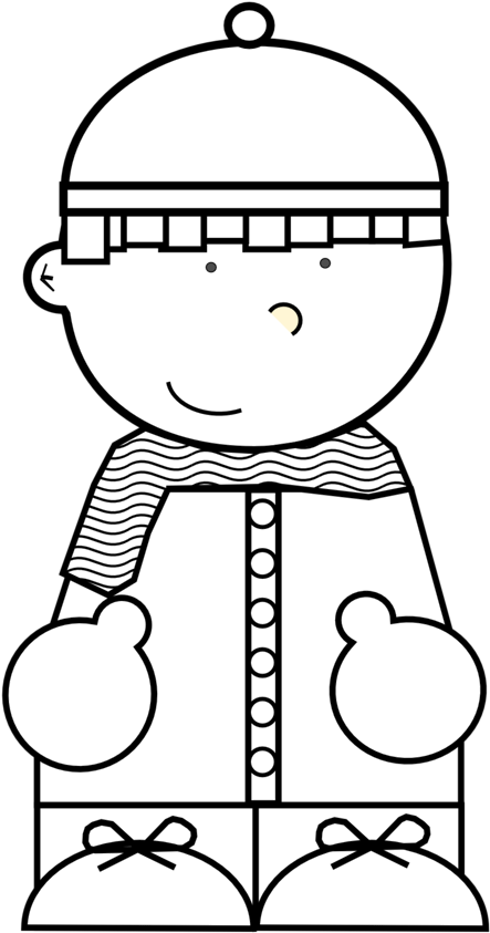Cartoon Snow Kid - Coloring Book - (958x1355) Png Clipart Download