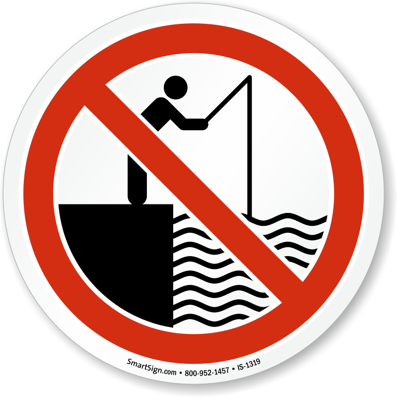 Fishing Prohibited On The Lockout Deck Sign - No Fishing Symbol Png ...