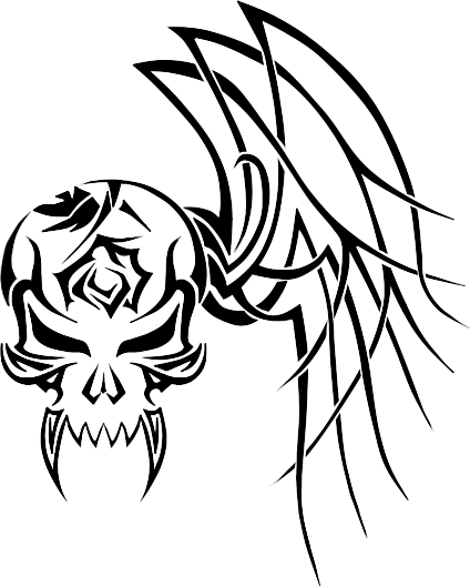 Evil Skull Outline Download - Tattoo - (424x528) Png Clipart Download