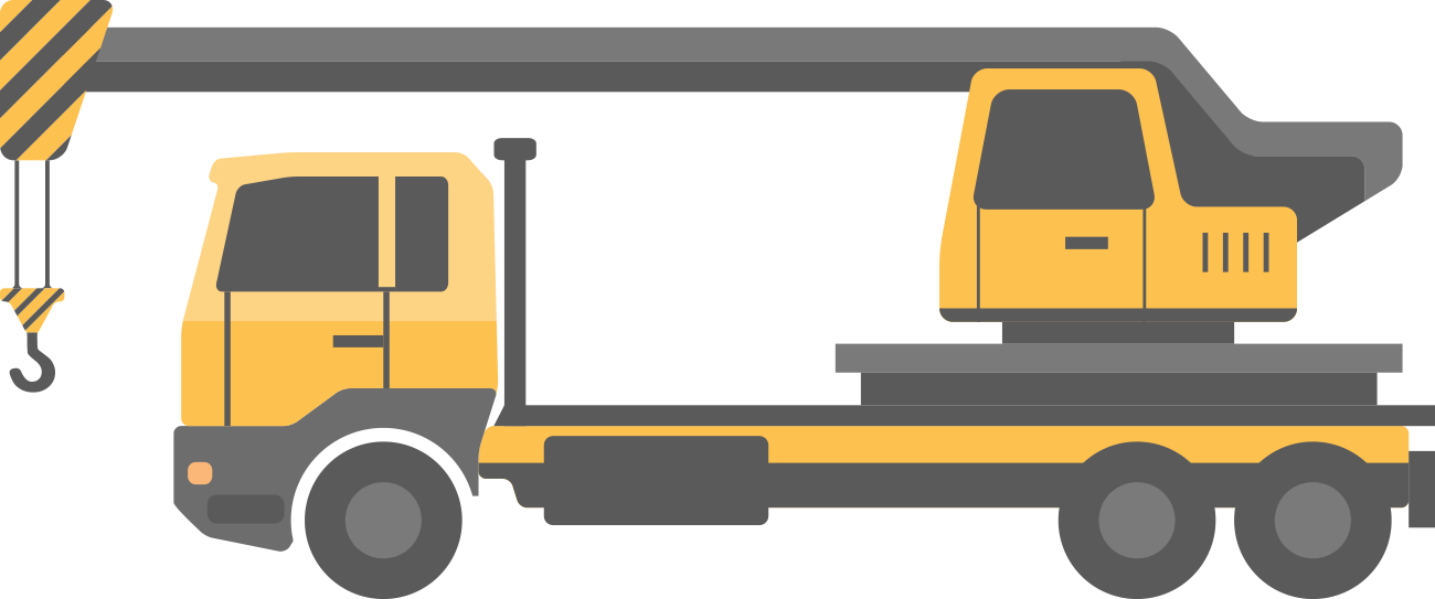 Lorry Crane - Truck - (1300x543) Png Clipart Download