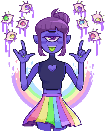 One Eyed Girl Oc By Ignitedabomb - Cartoon - (400x450) Png Clipart Download