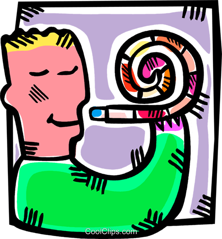 Boy And His Noise Maker Royalty Free Vector Clip Art - Clip Art ...