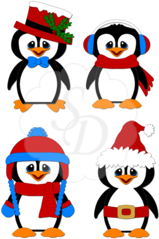 Christmas Penguins - Free Christmas Card Svg Penguin - Full Size PNG ...