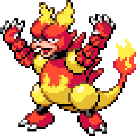 Magmar - Red And Yellow Fire Pokemon - (600x600) Png Clipart Download