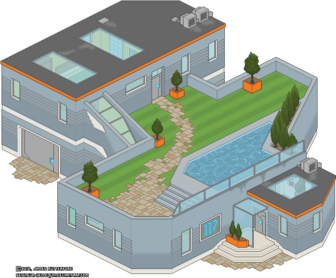 Pixel House Exterior By Seigneur-hellequin - House - (1000x700) Png ...