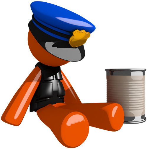 Orange Man Police Officer Beggar - Begging - (546x550) Png Clipart Download