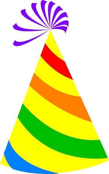 Rainbow Party Hat Yellow Clip Art - Transparent Background Birthday Hat ...