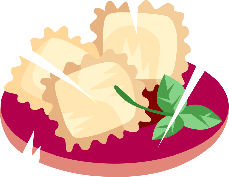 Vector Illustration Of Italian Cuisine Ravioli Dumplings - Ravioli ...