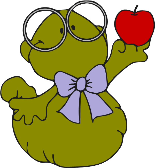 Bookworm With Apple - Bookworm With Apple - (627x674) Png Clipart Download