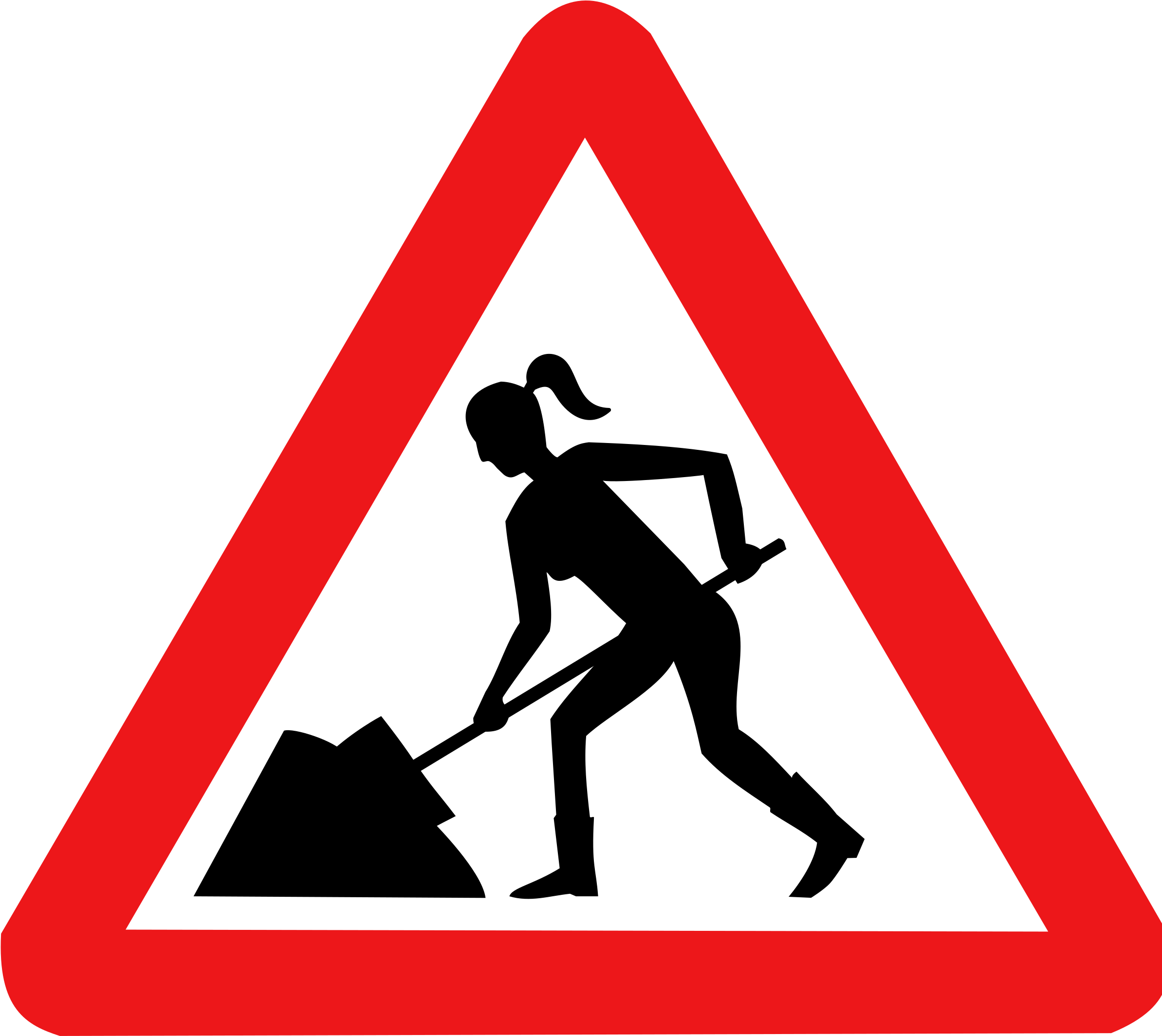 Big Image - Road Signs Road Works - (2400x2127) Png Clipart Download